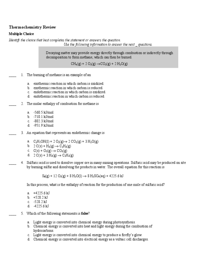 Thermochemistry Diploma Questions | PDF | Combustion | Chemical Reactions