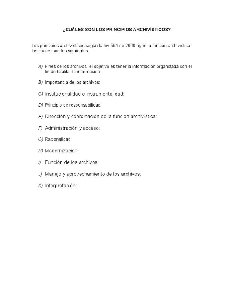 Principios Archivísticos Esenciales | PDF
