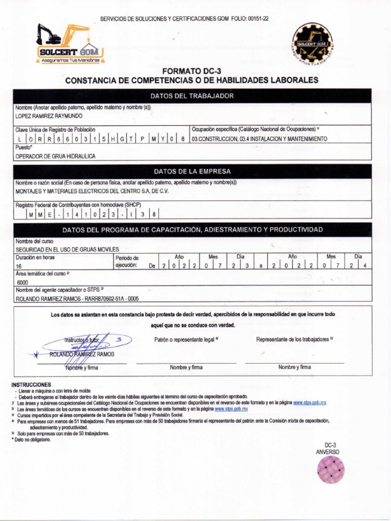 Dc-3 Operador de Grua Raymundo | PDF