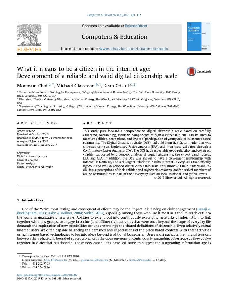 Choi Etal 2017 Digital Citizenship Scale | PDF | Factor Analysis