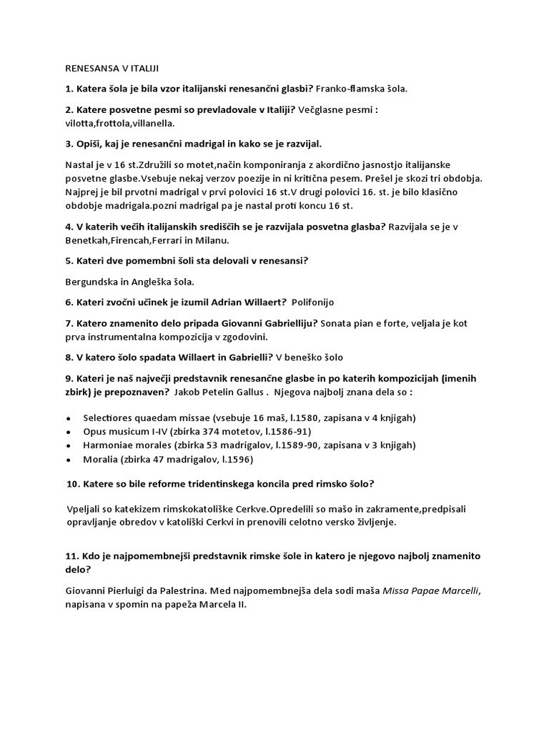 Glasba 1.letnik | PDF