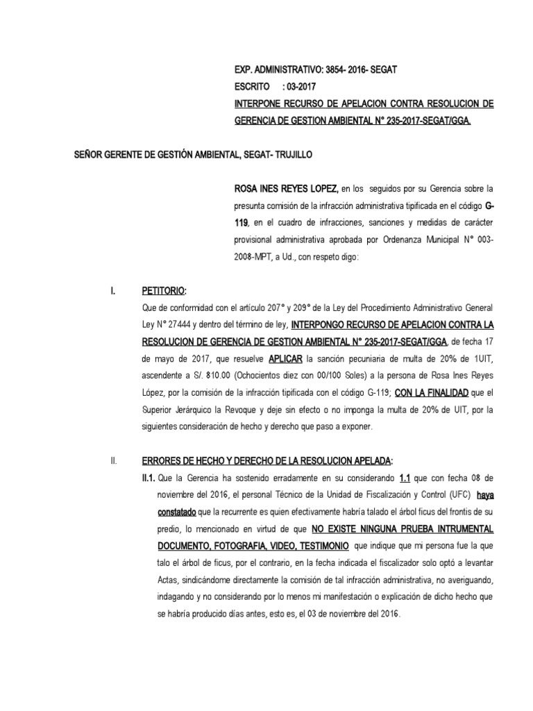 Apelacion de Multa de Segat | PDF | Multa (pena) | Apelación