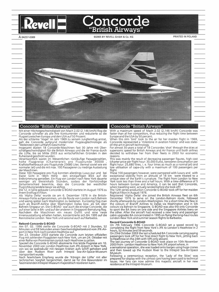 Instrucciones Concorde Revell 1-144 | PDF