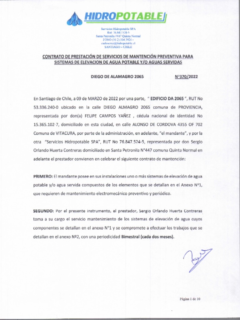 Contrato Diego de Almagro 2065 | PDF