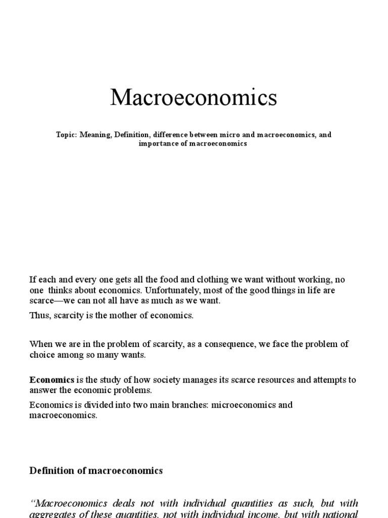 Macroeconomics: Topic: Meaning, Definition, Difference Between Micro and Macroeconomics, and ...
