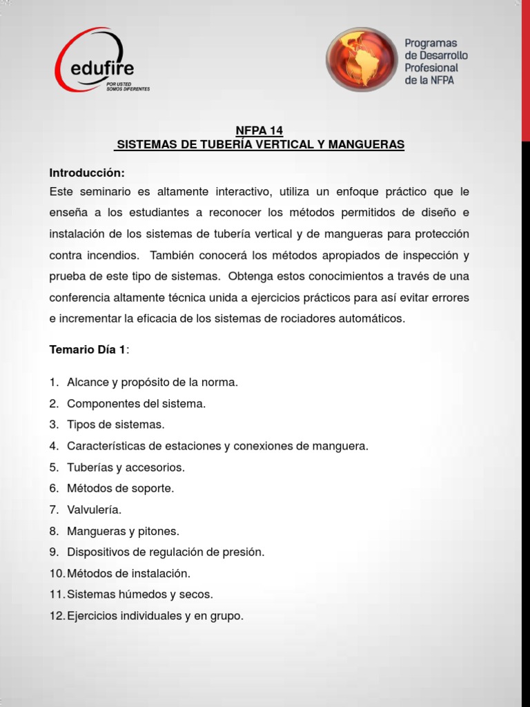 Capacitación NFPA 14 en Español | PDF