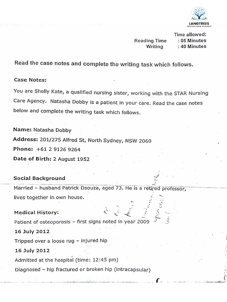 Lang Trees Academy Natasha Dobby Oet Writing Task Sample | PDF