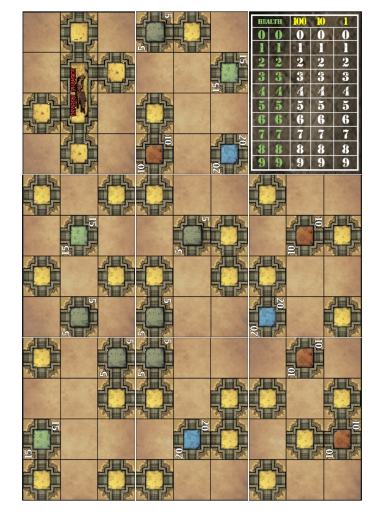 9 Card Dungeon Quest - Card Sheet Front and Back | PDF