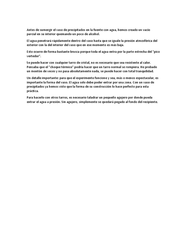 Antes de Sumergir El Vaso de Precipitados en La Fuente Con Agua | PDF