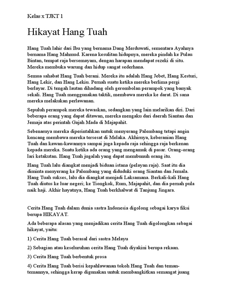 Hikayat Hang Tuah | PDF