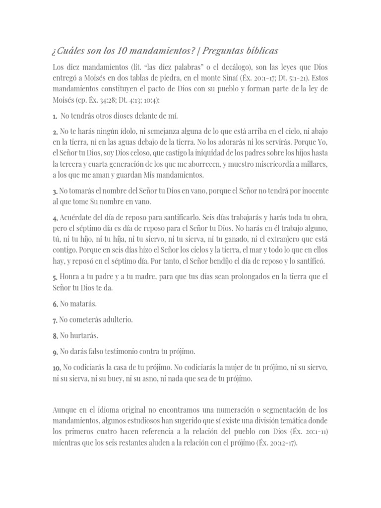 Cuáles Son Los 10 Mandamientos | PDF | Diez Mandamientos | Creencia ...