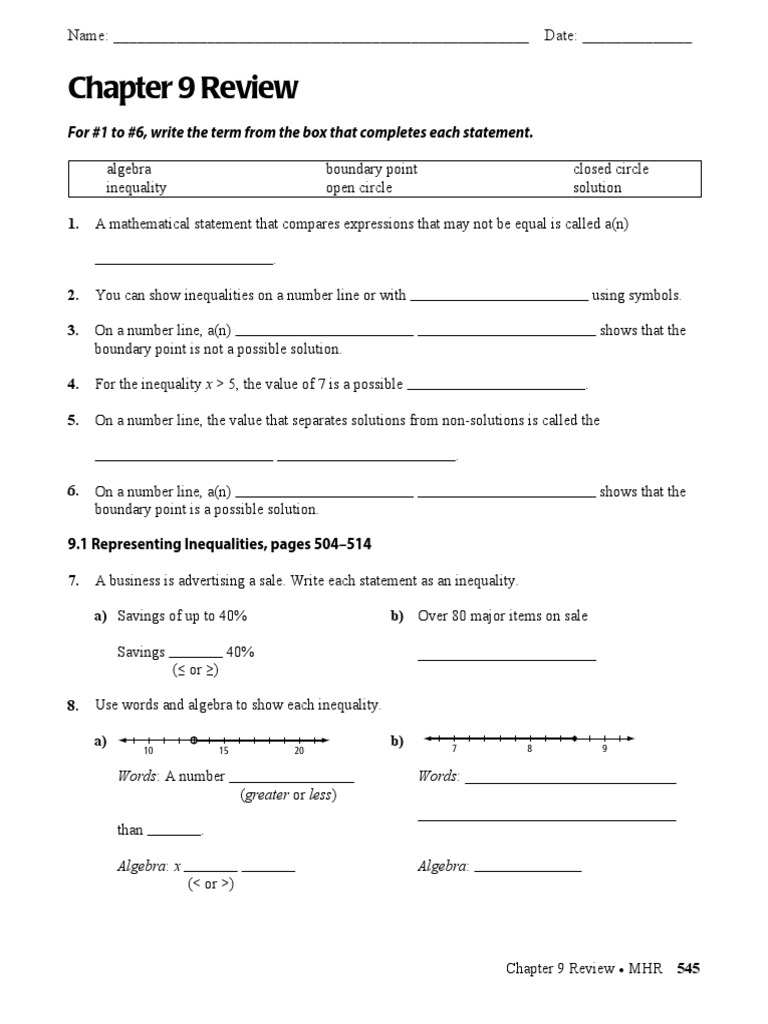 Mathlinks 9 Review Bundles CH 9 | PDF | Inequality (Mathematics ...
