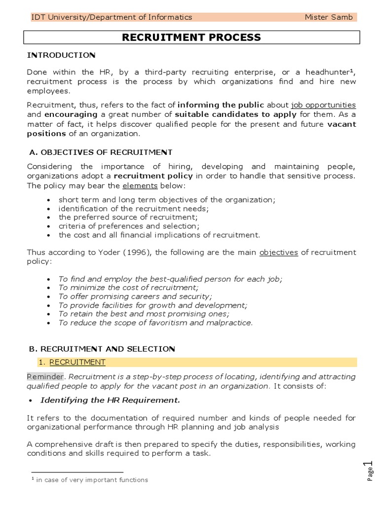 2 Recruitment Process | PDF | Recruitment | Psychological Concepts