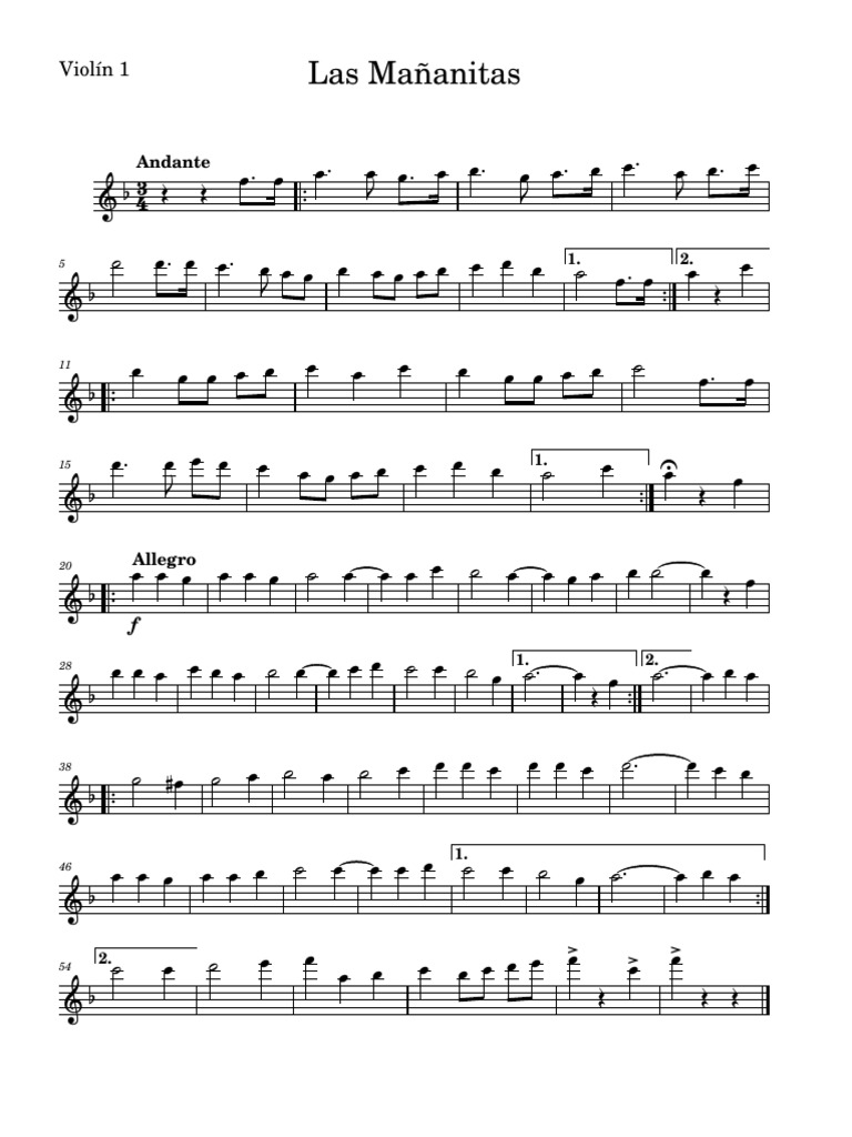 Violin Sheet for Las Mañanitas | PDF