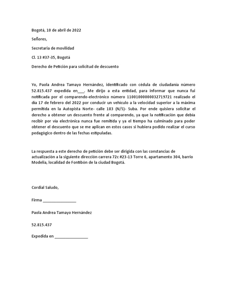 Carta de Petición | PDF
