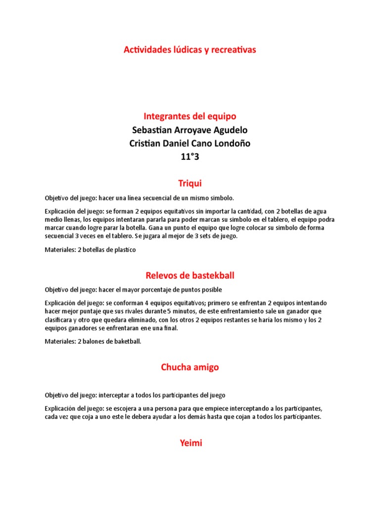 Actividad de Educación Física Sebas | PDF | Pelota | Ocio