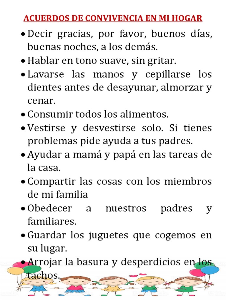 Acuerdos convivencia hogar 40 carácteres | PDF