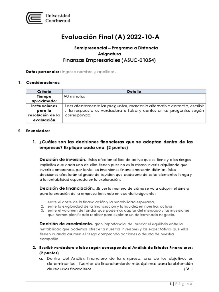Finanzas Empresariales Final | PDF | Rentabilidad sobre recursos propios | Business