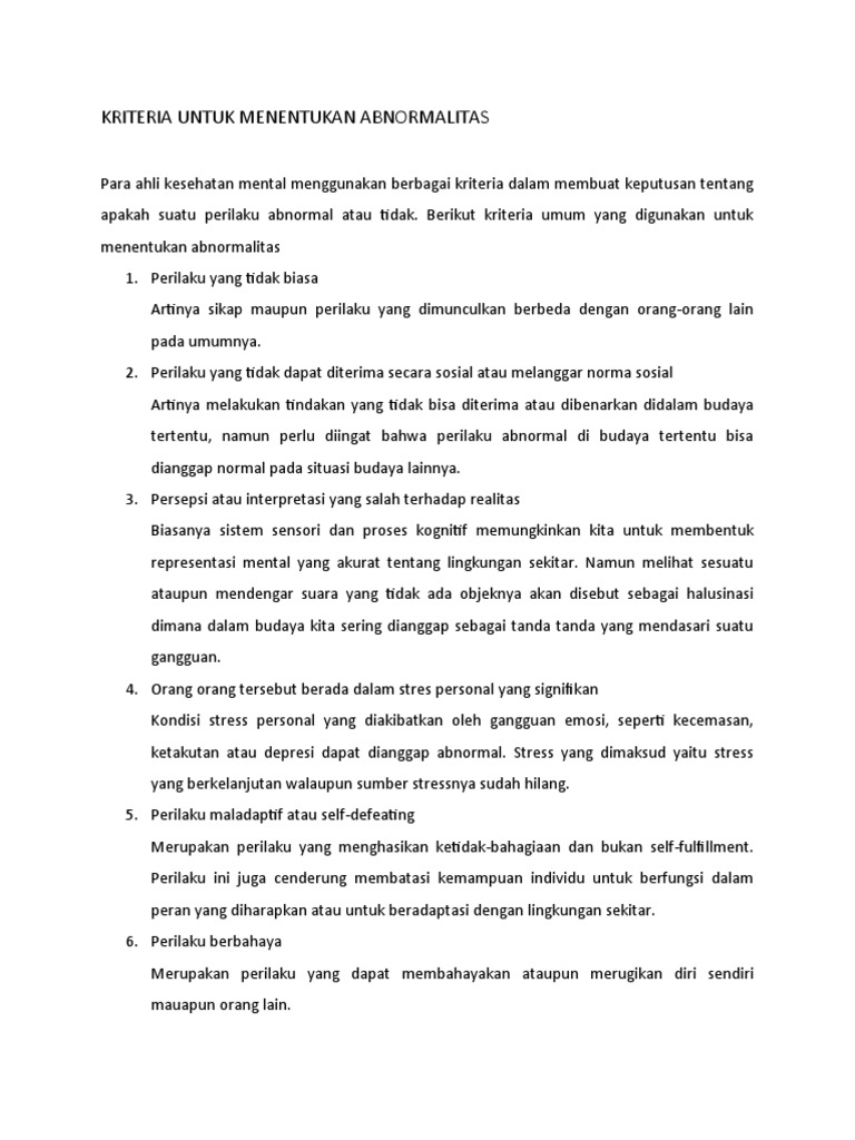 Kriteria Untuk Menentukan Abnormalitas | PDF