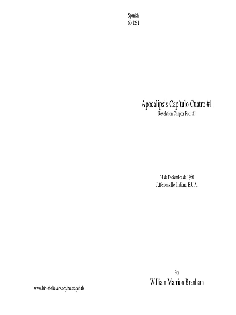 60-1231 - Apocalipsis Capitulo Cuatro 1 | PDF | Oración | Jesús