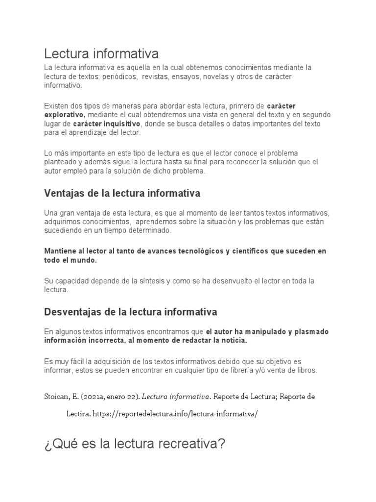 Tipos y características de lectura | PDF | Aprendizaje | Comprensión ...