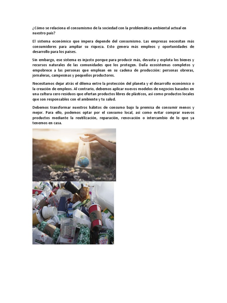 Cómo Se Relaciona El Consumismo de La Sociedad Con La Problemática Ambiental Actual en Nuestro ...