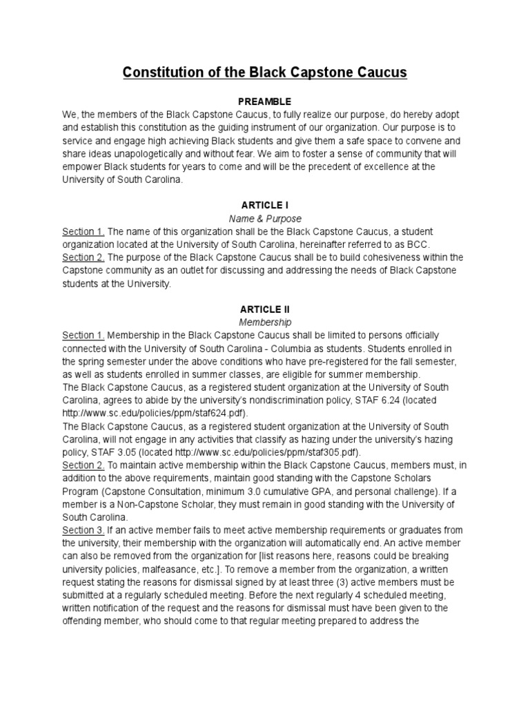 Constitution of The Black Capstone Caucus | PDF | Board Of Directors | Elections