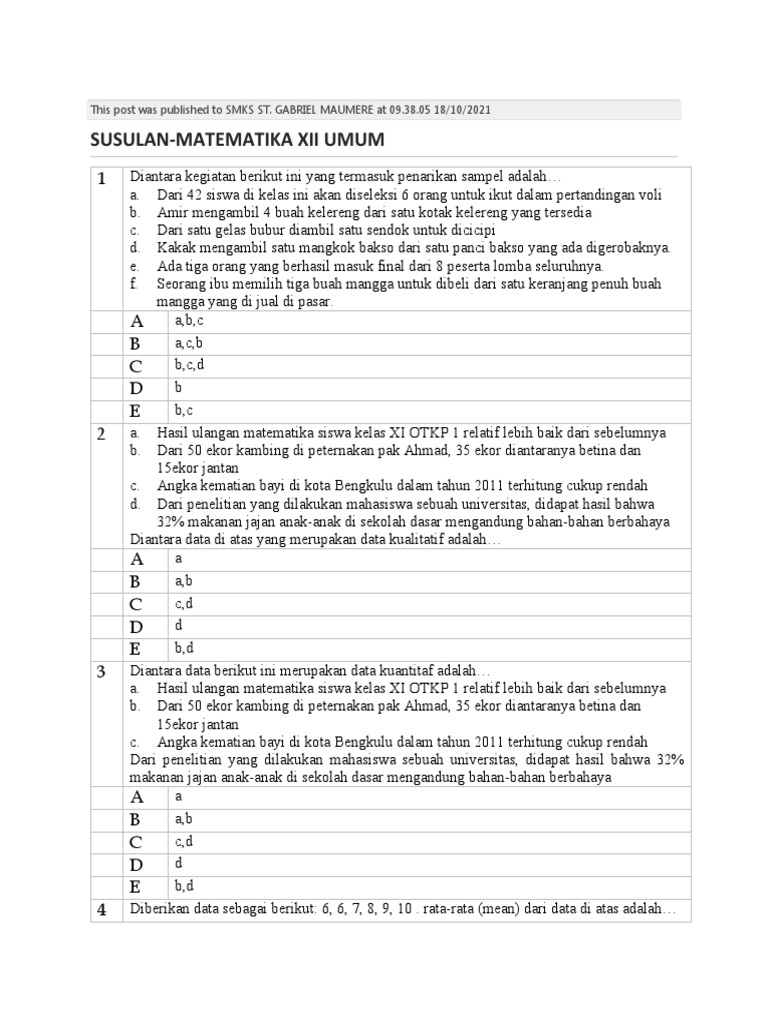 Soal Mat Xii Umum | PDF