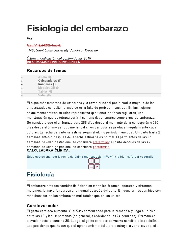 Fisiología Del Embarazo | PDF | El embarazo | Placenta