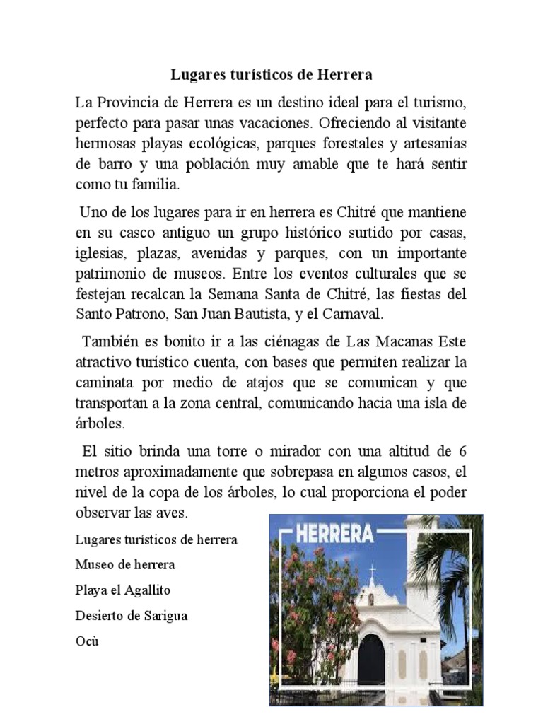 Turismo en la Provincia de Herrera | PDF