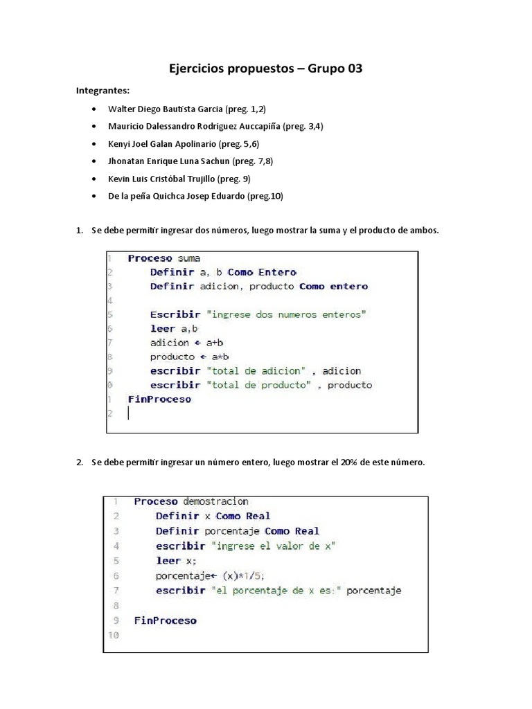 Ejercicios Propuestos - Algoritmos S.3 | PDF