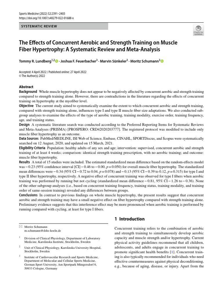 The Efects of Concurrent Aerobic and Strength Training On Muscle Fiber ...