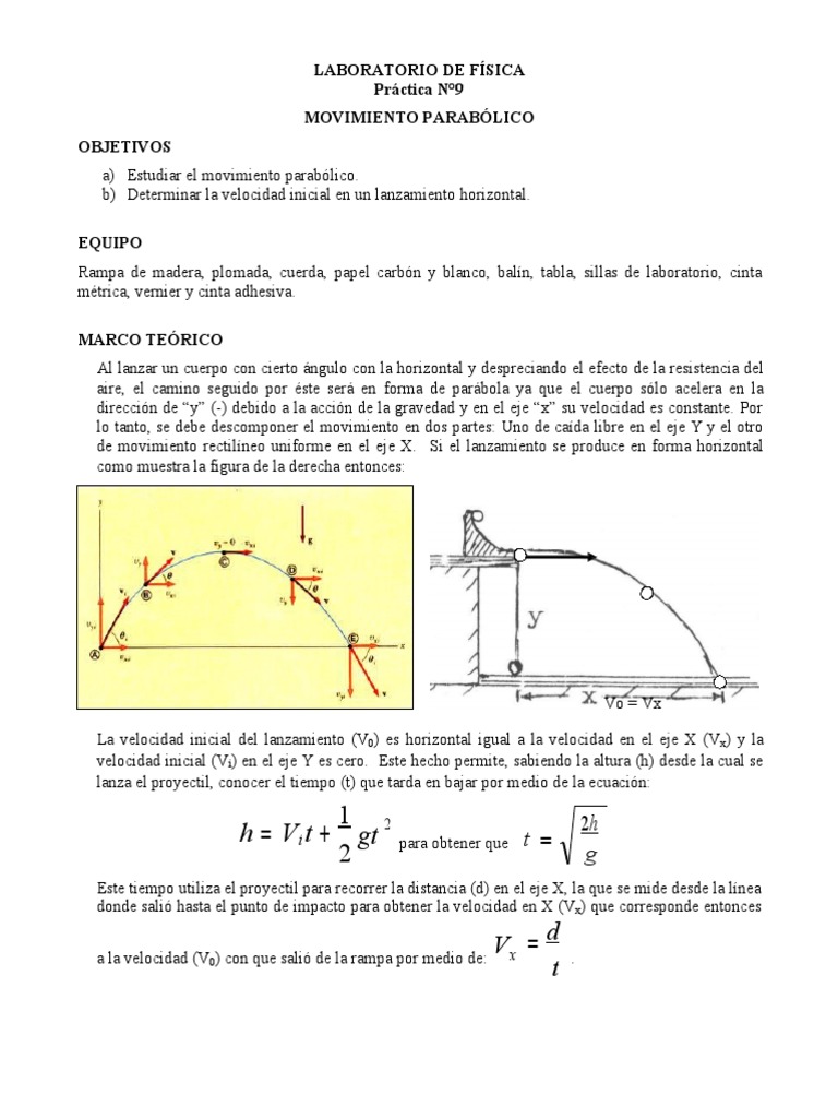 Laboratorio Practica #9 Movimiento Parabolico | PDF | Velocidad ...