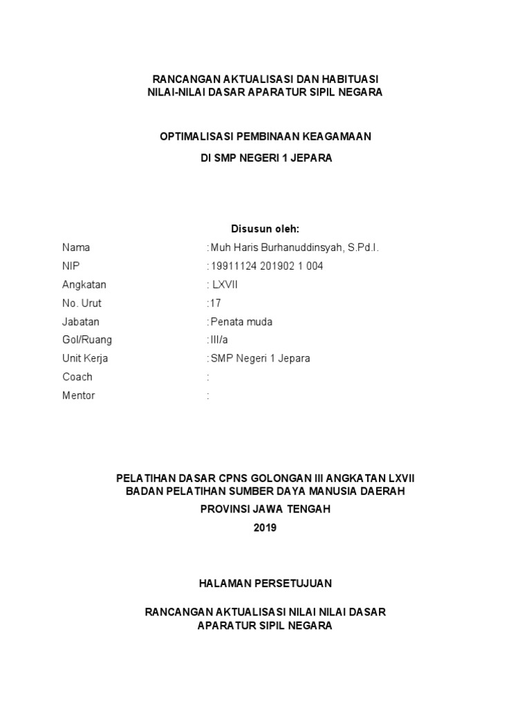 Contoh Laporan Latsar | PDF