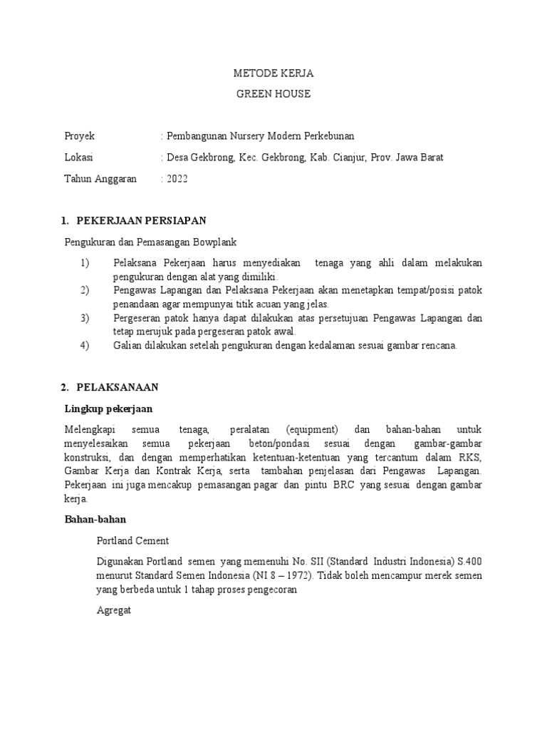 Metode Kerja Pemasangan BRC Tinggi 90 CM | PDF | Teknologi & Rekayasa