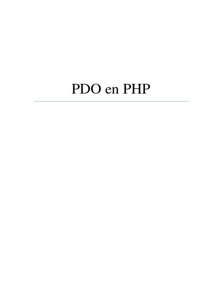 PDO en PHP | PDF | PHP | Paradigme de programmation