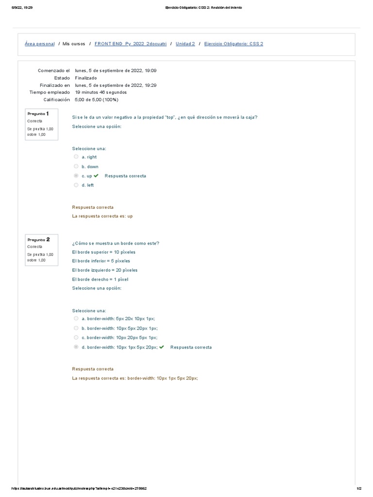 Ejercicio Obligatorio - CSS 2 - Revisión Del Intento | PDF | Informática