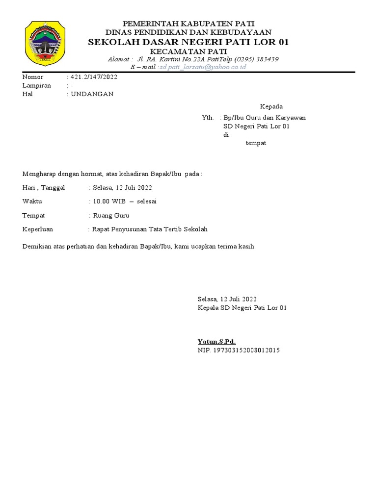 Rapat Penyusunan Tata Tertib SDN Pati Lor 01 | PDF