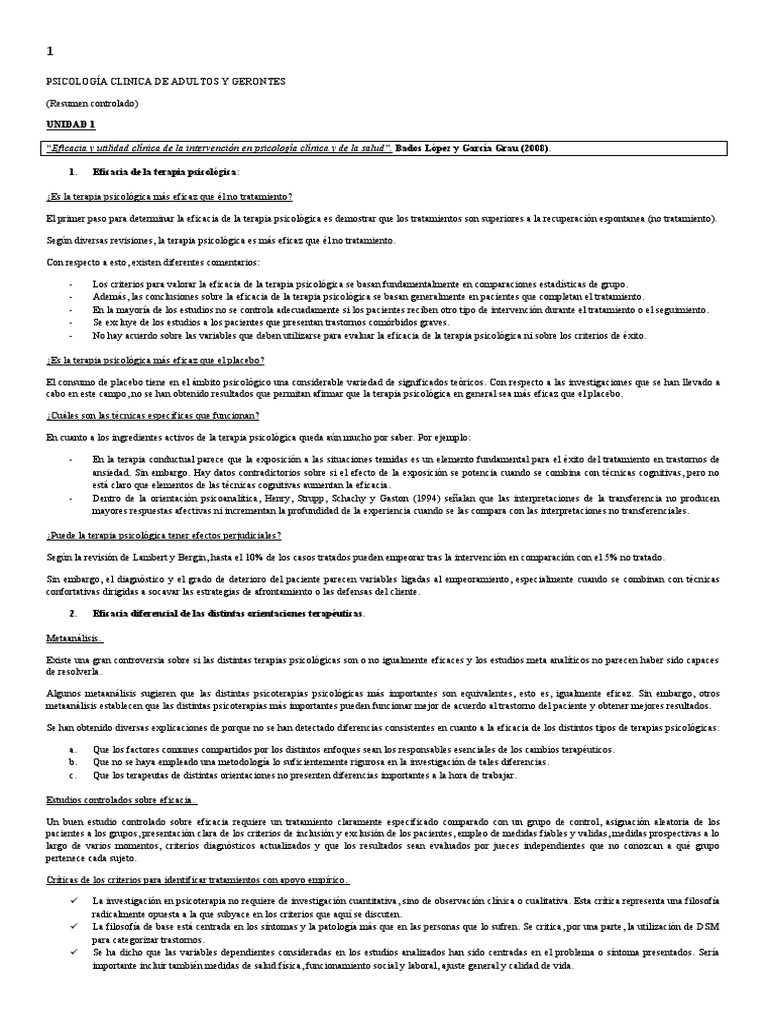 Resumen Controlado Mas Resumido | PDF | Psicoterapia | Sicología