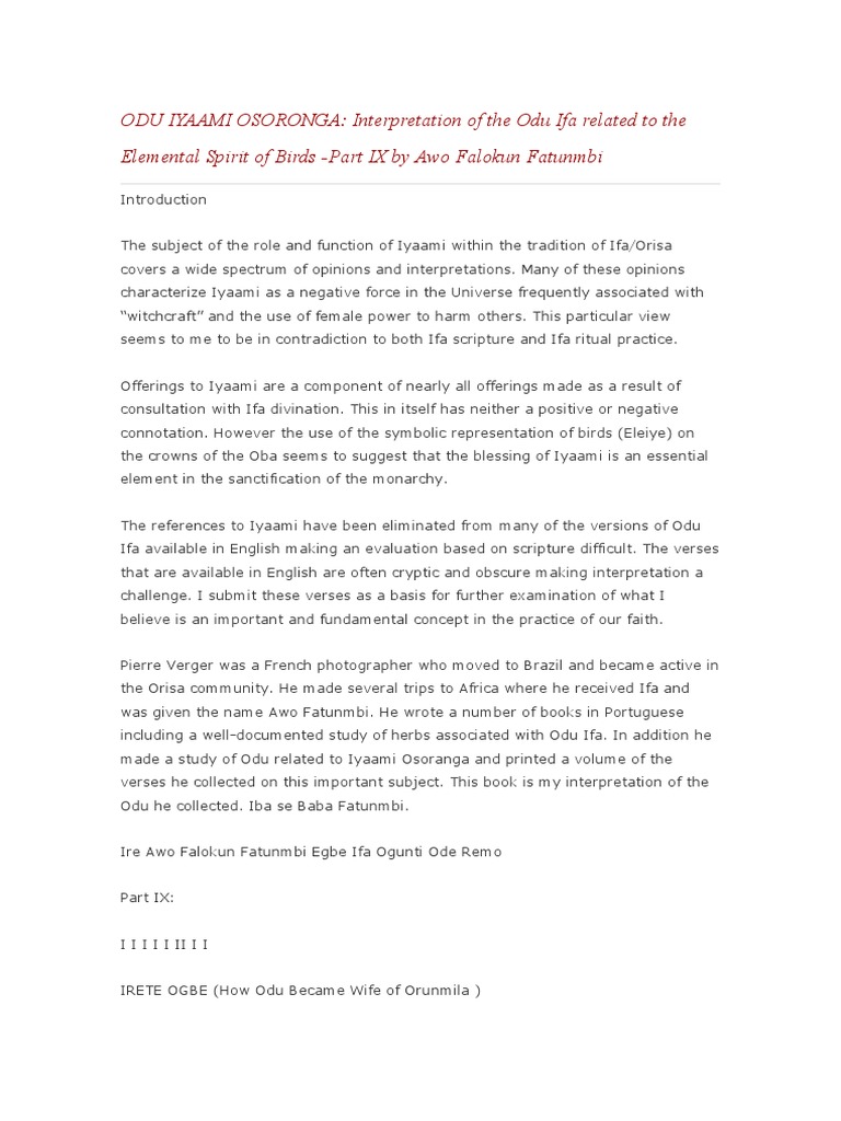 Odu Iyaami Osoronga | PDF | Astral Projection | Consciousness