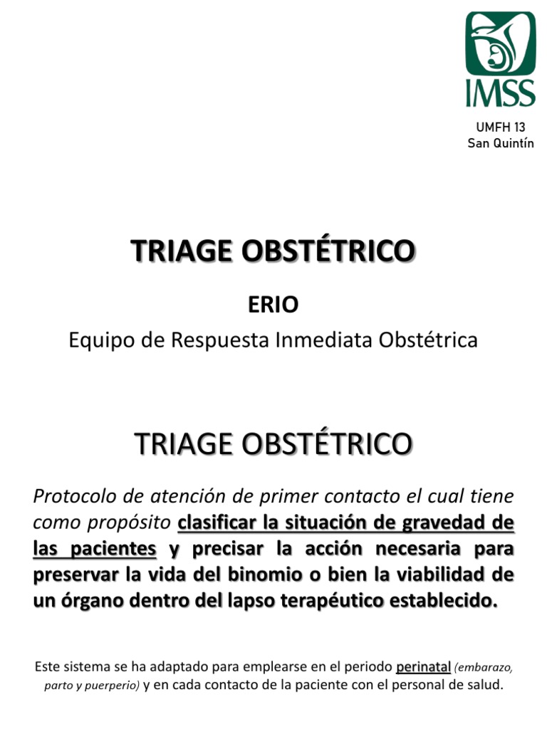 Triage Obstétrico - Codigo Rojo | PDF | Presión sanguínea | Causas de ...
