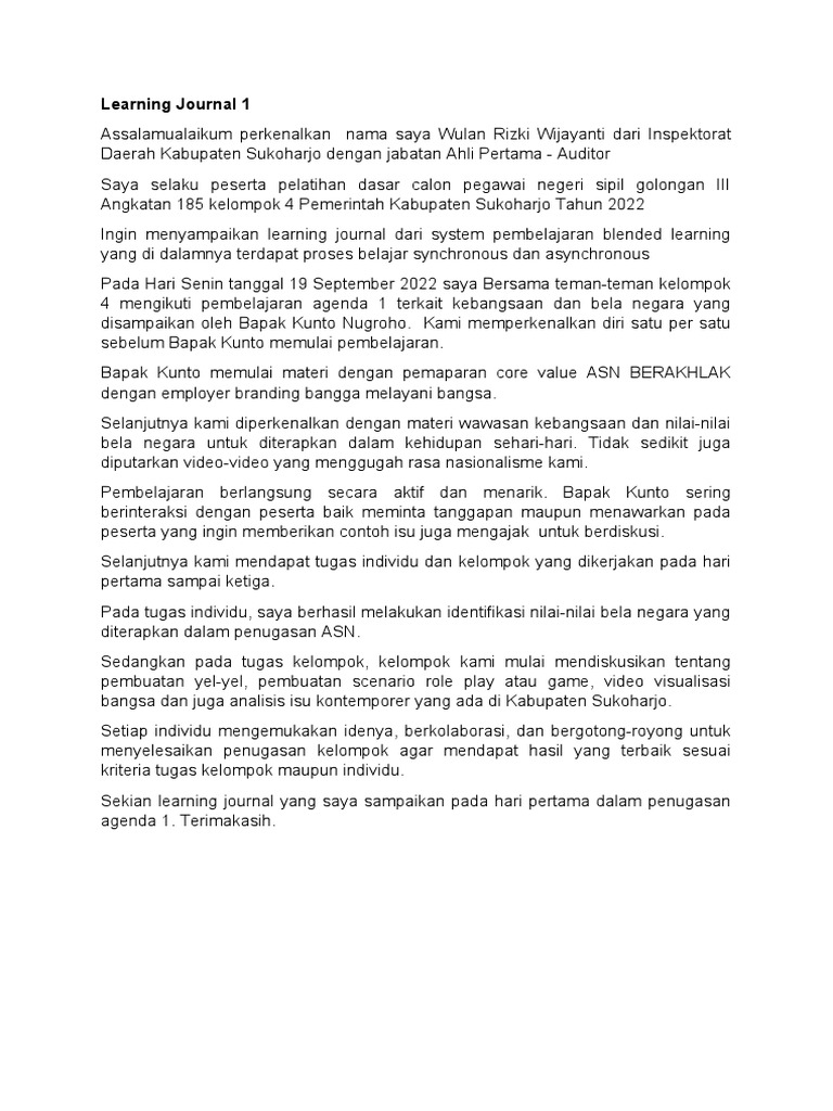 Narasi Learning Journal | PDF