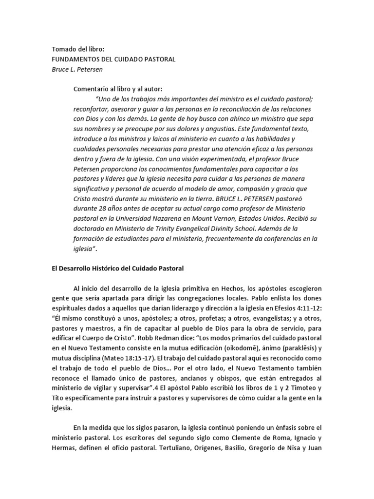 Fundamentos del Cuidado Pastoral | PDF | Iglesia Católica | metodismo