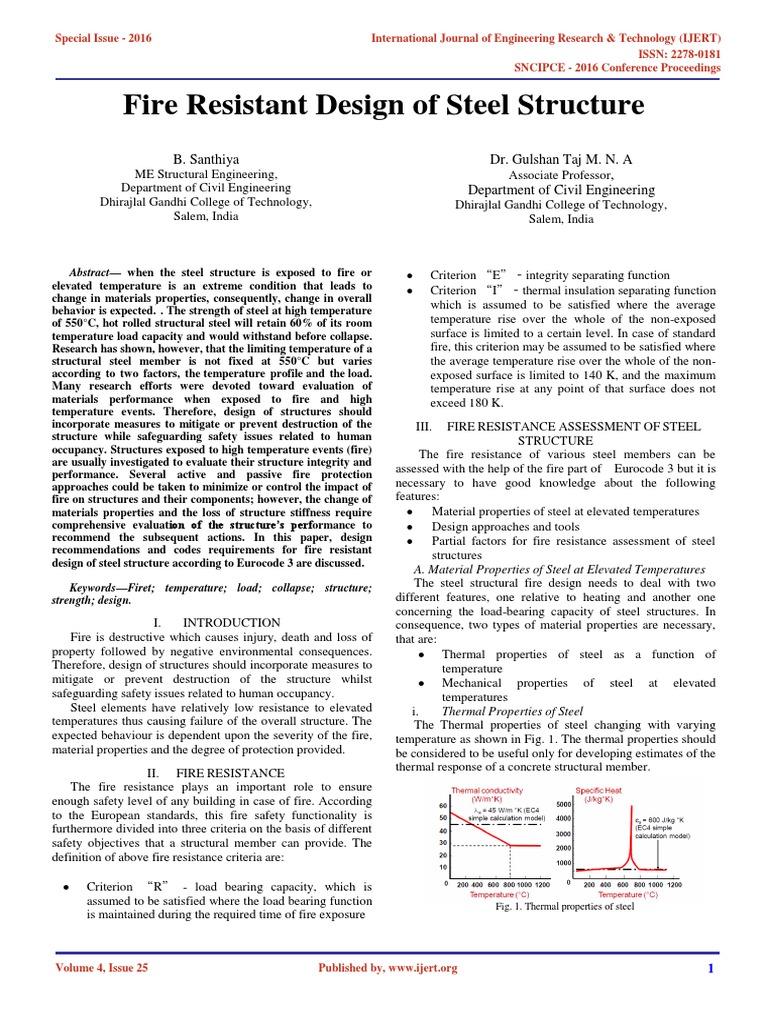 Fire Resistant Design of Steel Structure IJERTCONV4IS25009 | PDF ...