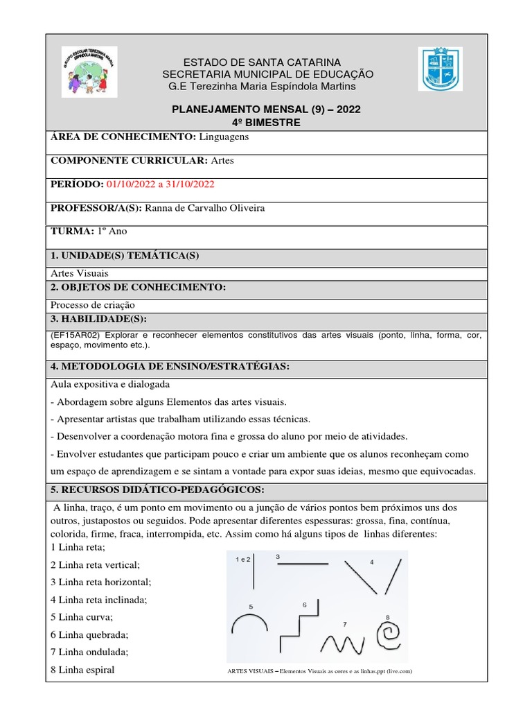Template - Planejamento Mensal (9) - ARTE (RANNA OLIVEIRA) 1º Ano | PDF ...