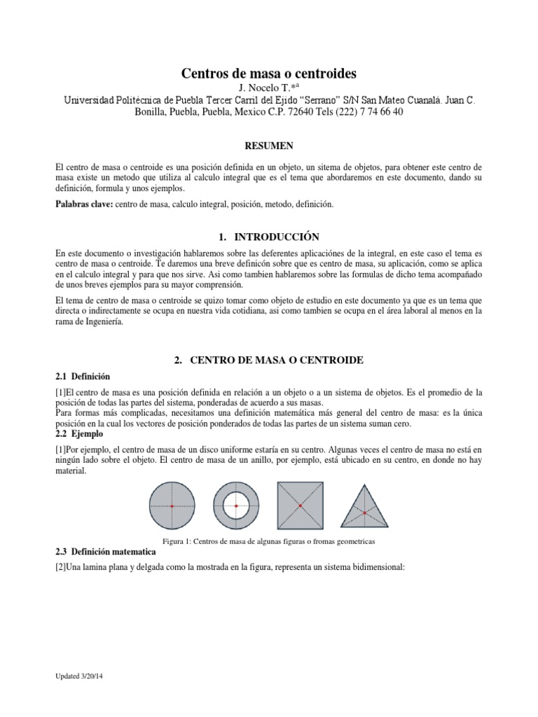 Aplicación de La Integral-Centro de Masa o Centroides | PDF | Sistema ...