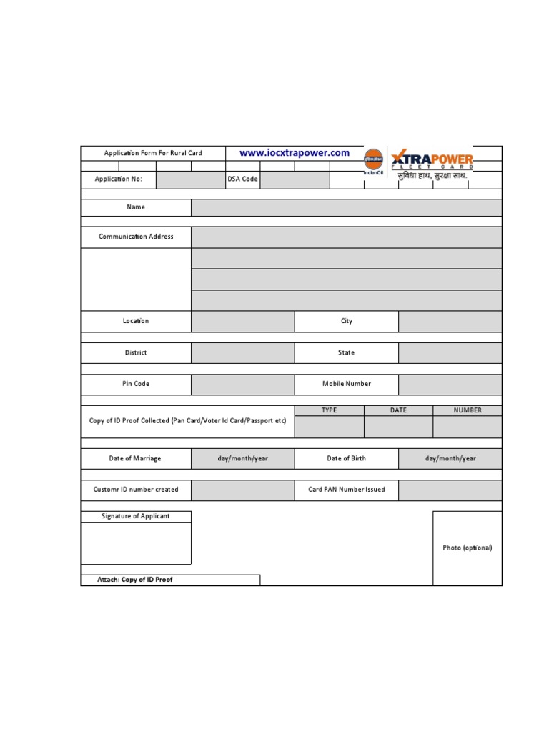 Rural Card Application Form | PDF | Games & Activities