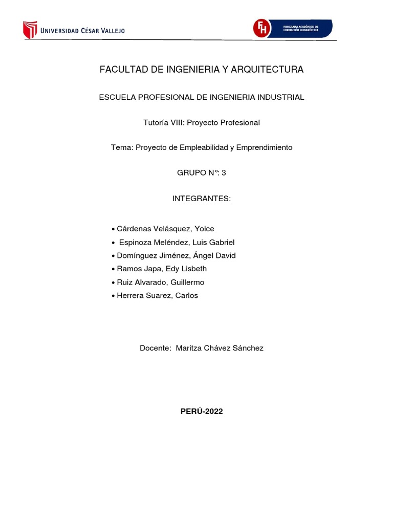 Proyecto Profesional Parte I | PDF | Ingeniería Industrial | Ingeniería