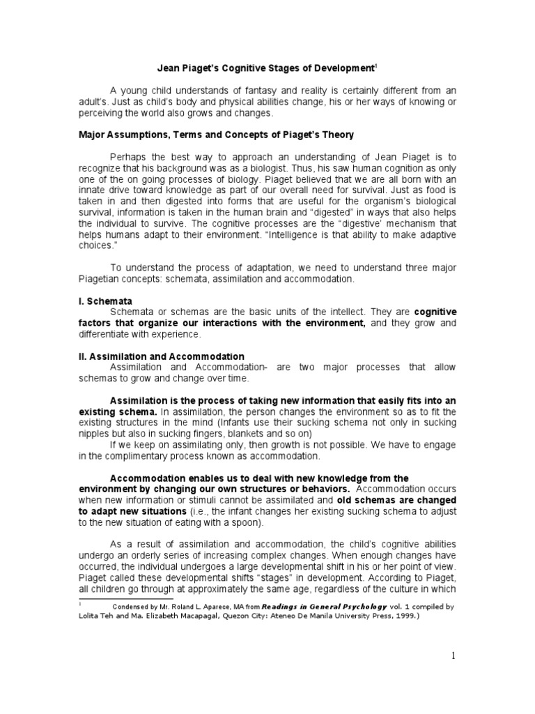 Piaget's Stages of Cognitive Development | PDF | Self-Improvement