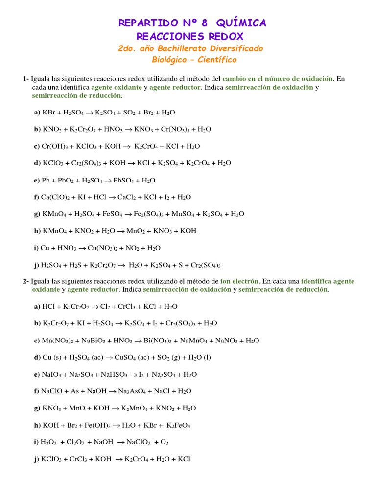 Reacciones Redox | PDF